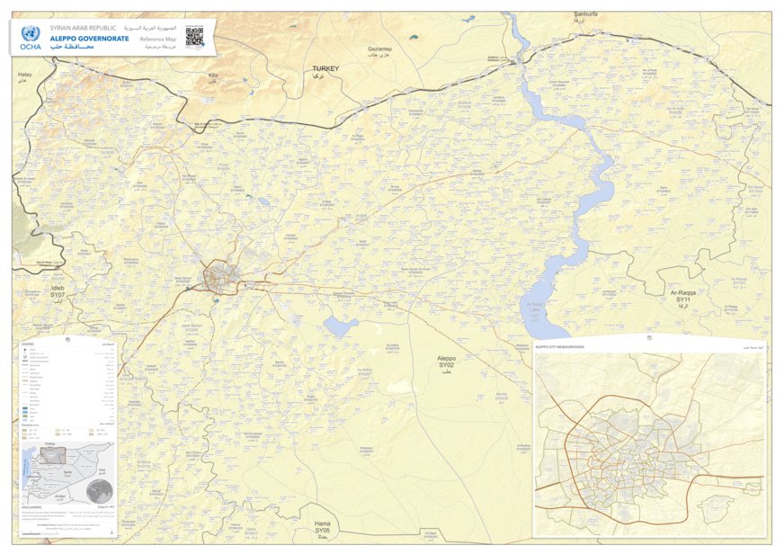 Aleppo governorate reference Map by UN OCHA Regional office for the ...