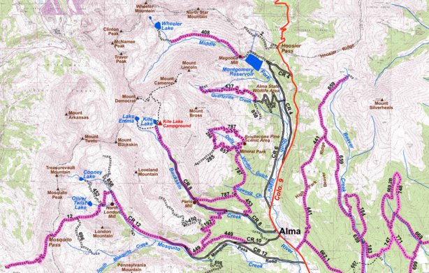 Alma Area Mountain Bike Trails Map by Park County Recreation & Resource ...