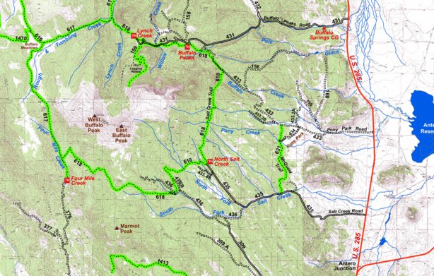 Buffalo Peaks Wilderness Area Hiking Trails Map by Park County ...