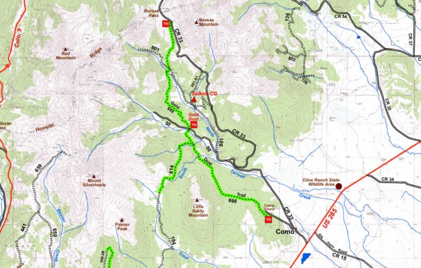 Como Area Hiking Trails Map by Park County Recreation & Resource ...