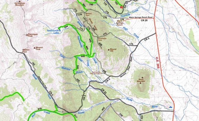 Weston Pass Area Hiking Trails Map by Park County Recreation & Resource ...