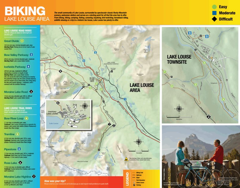 Banff National Park - Lake Louise Biking Trails Map by Parks Canada ...