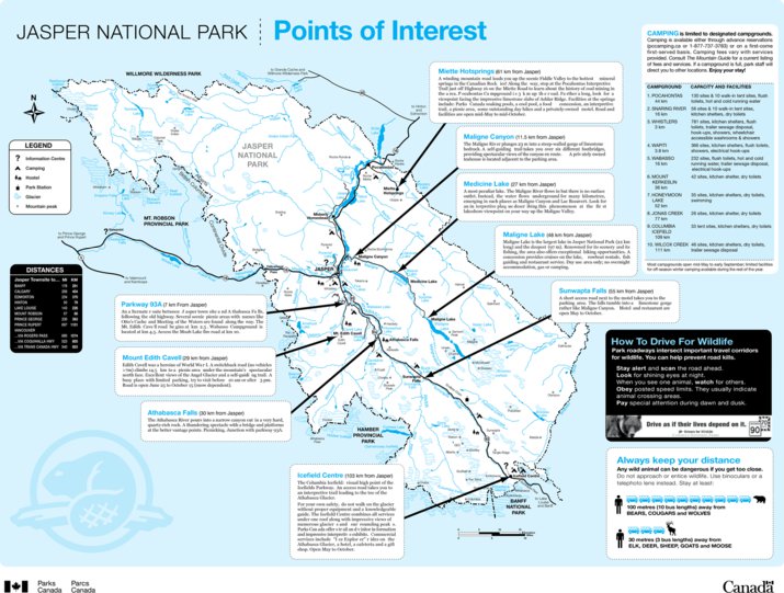 Jasper National Park - Points of Interest Map by Parks Canada | Avenza Maps