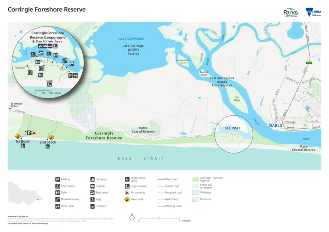 Corringle Foreshore Reserve Visitor Guide Map by Parks Victoria ...