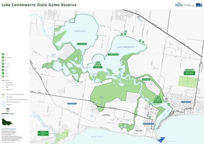 Lake Connewarre State Game Reserve Visitor Guide Map by Parks Victoria ...
