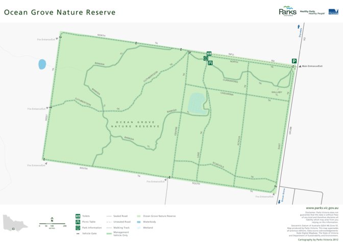 Ocean Grove Nature Reserve Visitor Guide Map by Parks Victoria | Avenza ...