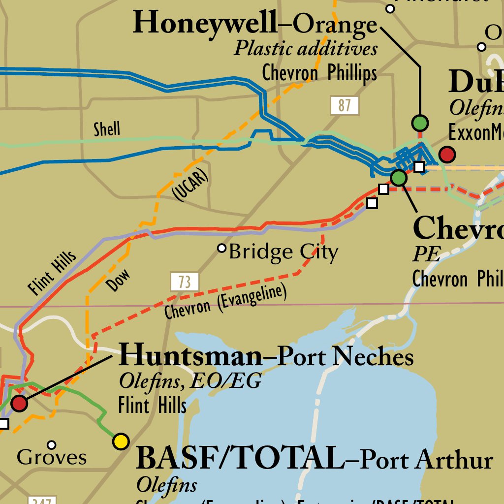 E2 Texas and Louisiana Ethylene Systems Map by PetroChem Wire | Avenza Maps