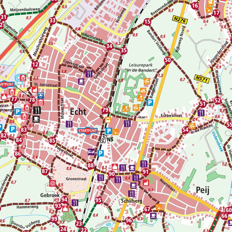 Wandelroutenetwerk Gemeente Echt-Susteren Map by Red Geographics ...