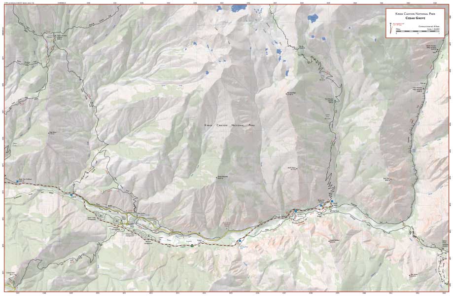 Cedar Grove (Kings Canyon National Park) Map by Redwood Hikes Press ...