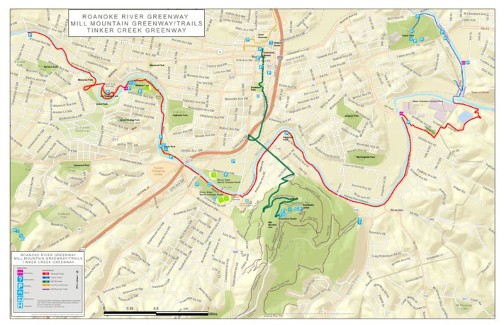Roanoke River Greenway-City of Roanoke Map by Roanoke Valley Alleghany ...