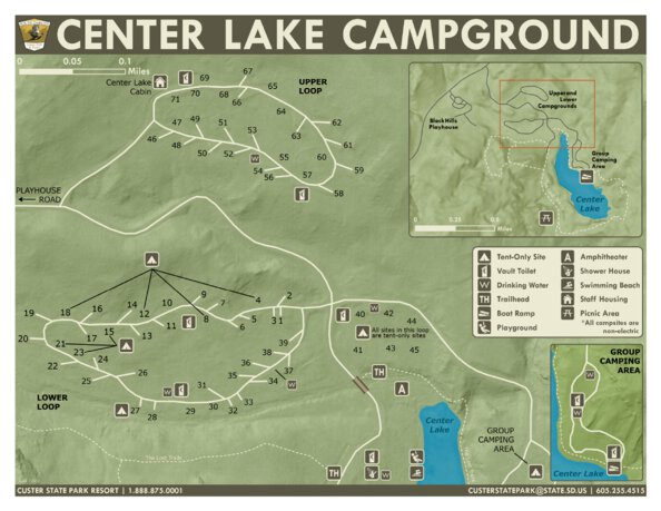 Custer State Park - Center Lake Campground Map by South Dakota Game ...