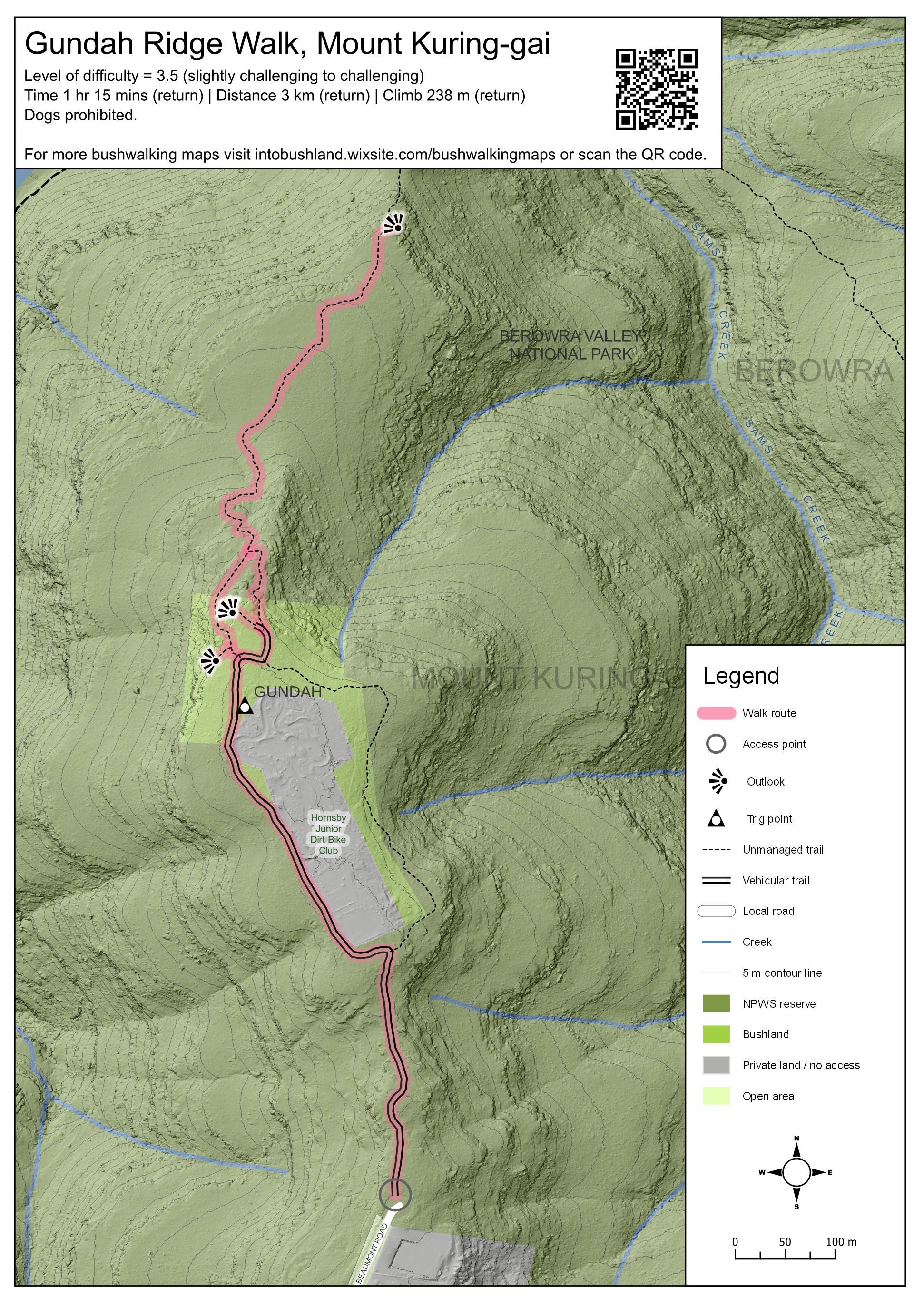 Gundah Ridge Walk, Mount Kuring-gai Map by Sydney Bushwalking Maps ...