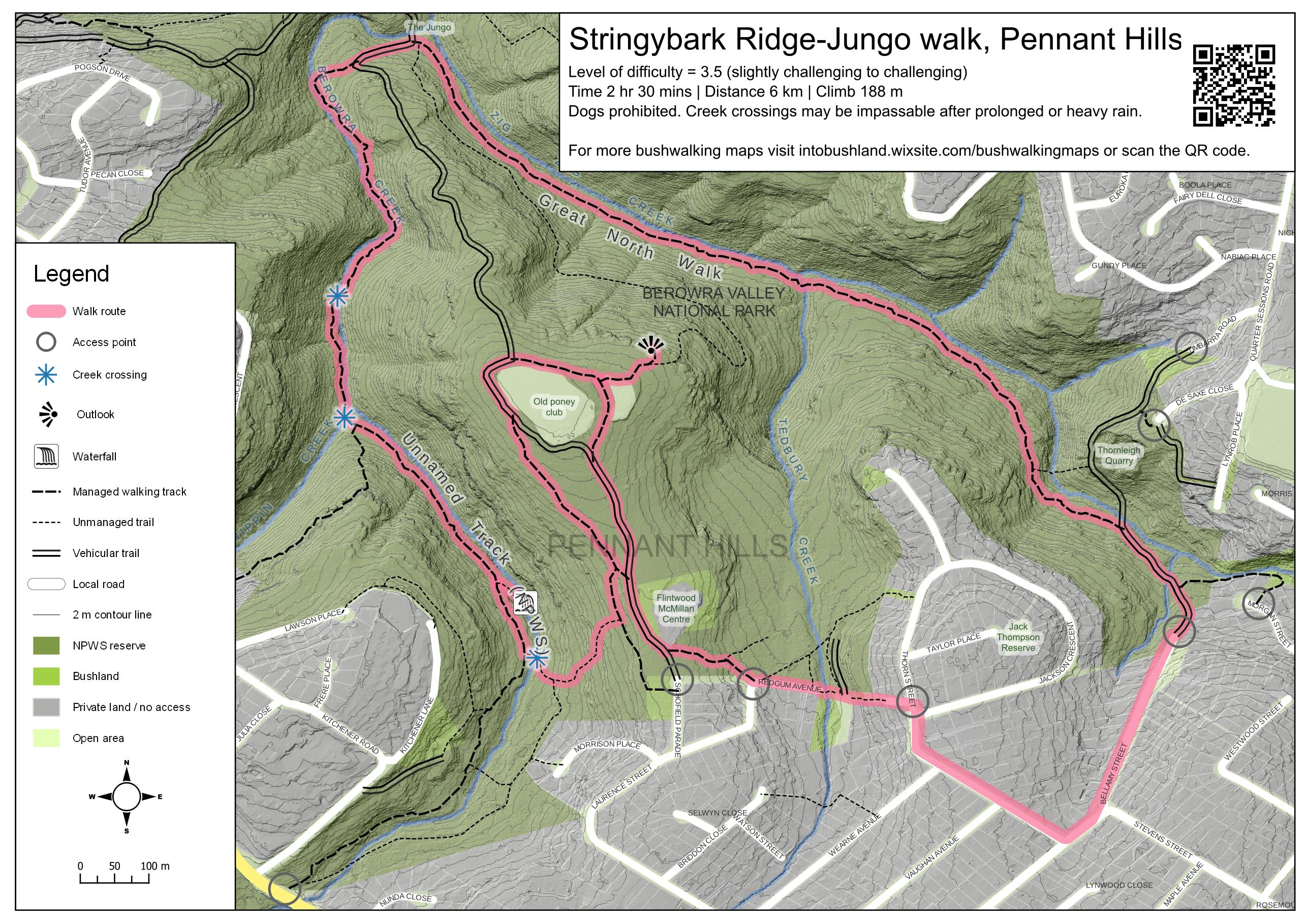 Stringybark Ridge-Jungo walk, Pennant Hills Map by Sydney Bushwalking ...