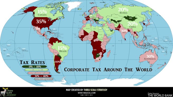 2012 Global Tax Rates Map by Three Scale Strategy | Avenza Maps