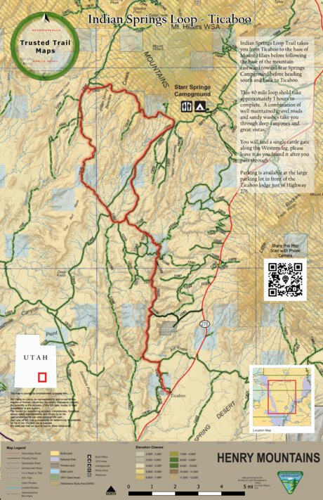 Indian Springs Loop Trail - Ticaboo Utah Map by Trusted Trail Maps Inc ...
