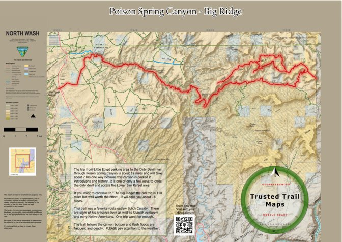 Poison Spring to Big Ridge - North Lake Powell Utah Map by Trusted ...