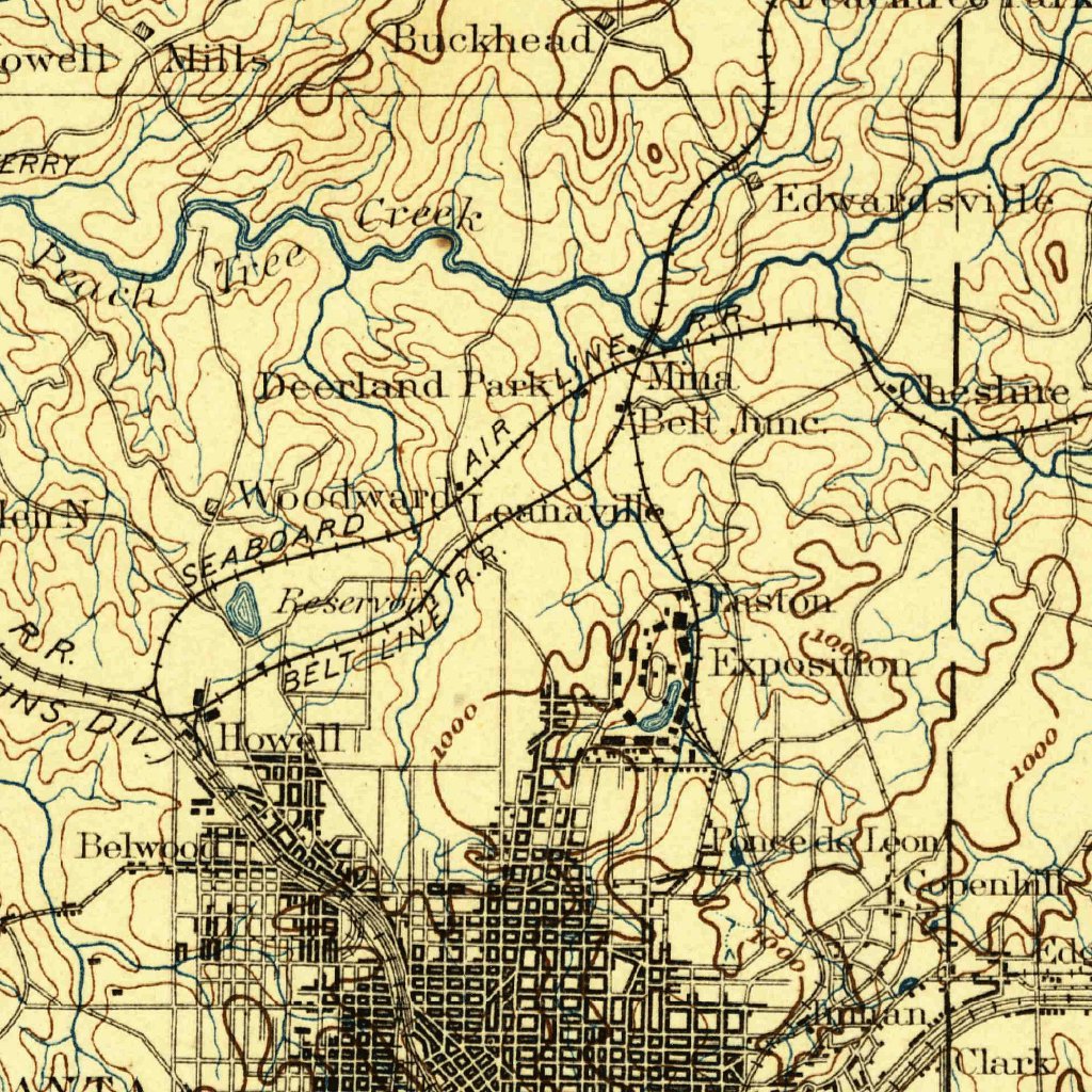 Atlanta, GA (1895, 125000-Scale) Map by United States Geological Survey ...