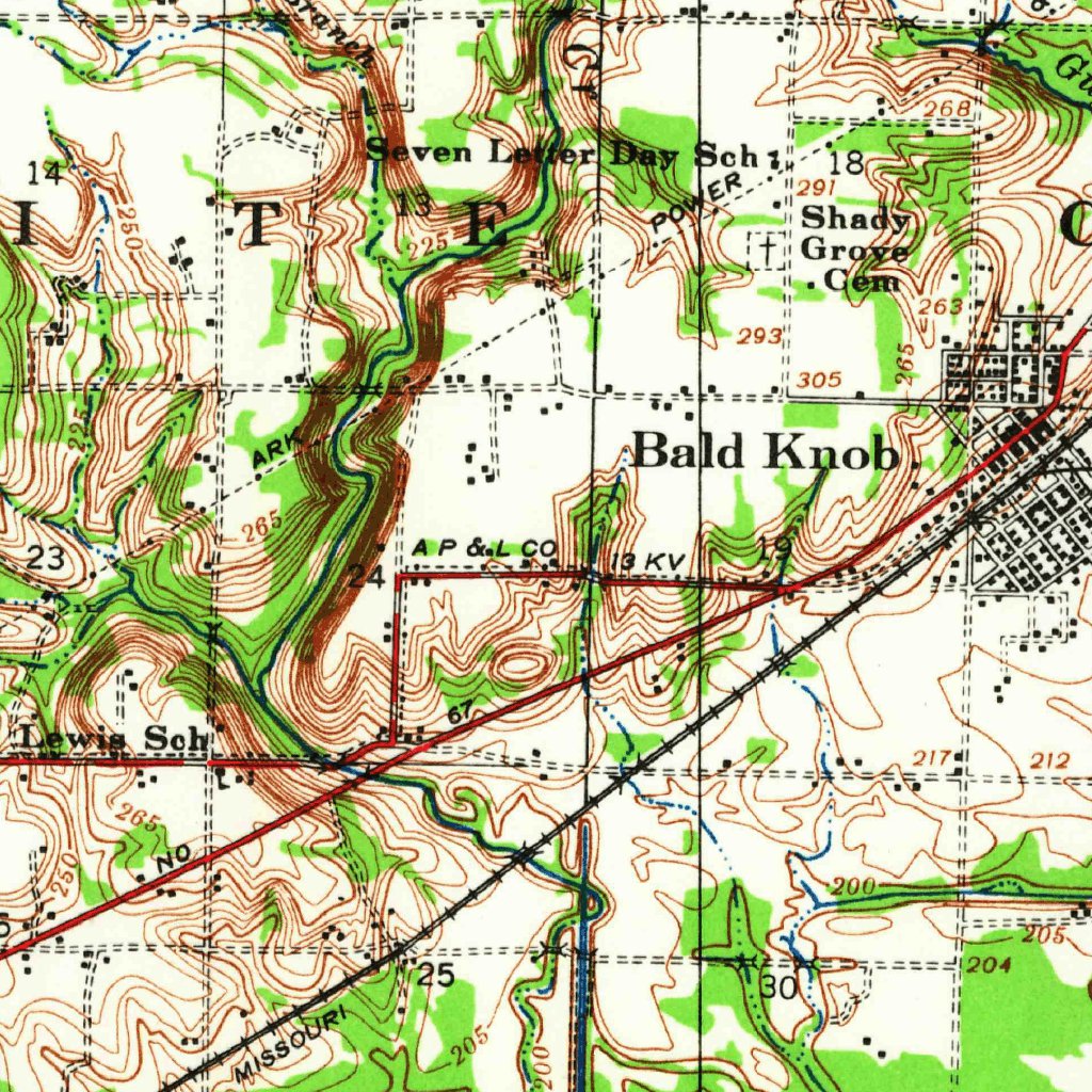 Bald Knob, AR (1935, 62500-Scale) Map by United States Geological ...