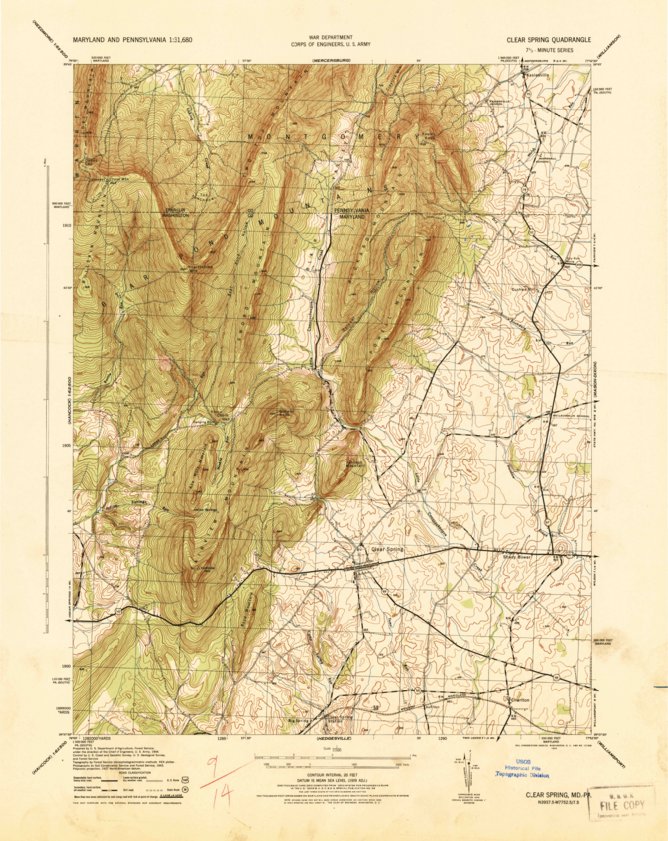 Clear Spring, MD-PA (1944, 31680-Scale) Map by United States Geological ...