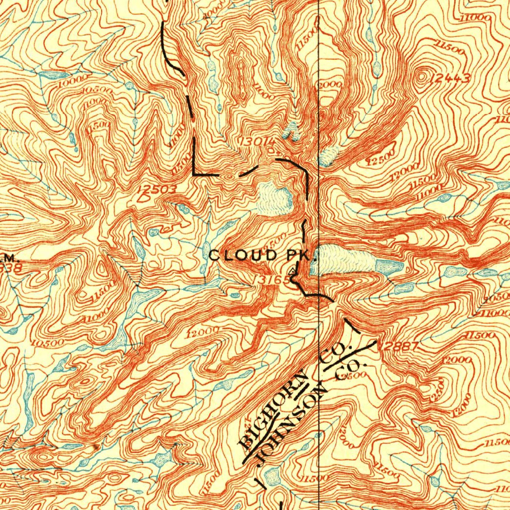 Cloud Peak, WY (1901, 125000-Scale) Map by United States Geological ...