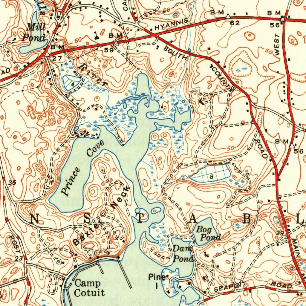 Cotuit, MA (1943, 31680-Scale) Map by United States Geological Survey ...