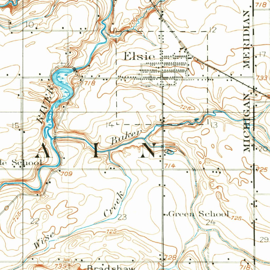 Elsie, MI (1918, 62500-Scale) Map by United States Geological Survey ...