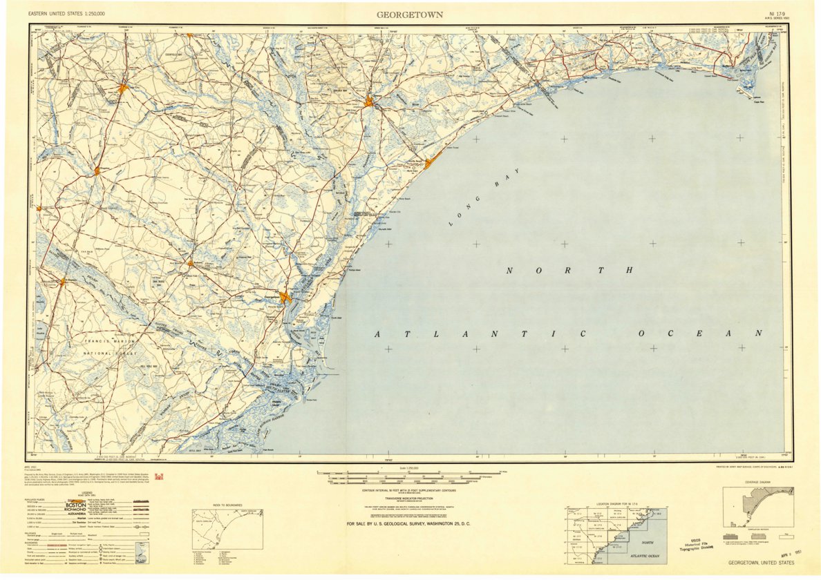 Georgetown, SC-NC (1949, 250000-Scale) Map by United States Geological ...