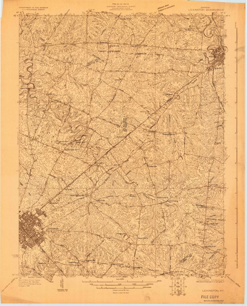 Lexington, KY (1927, 48000-Scale) Map by United States Geological ...