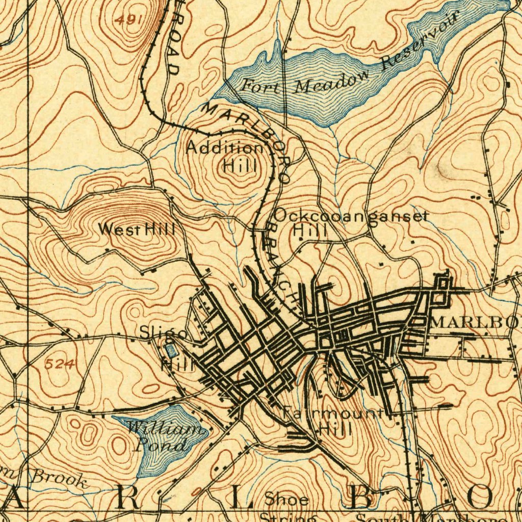 Marlborough, MA (1889, 62500-Scale) Map by United States Geological ...