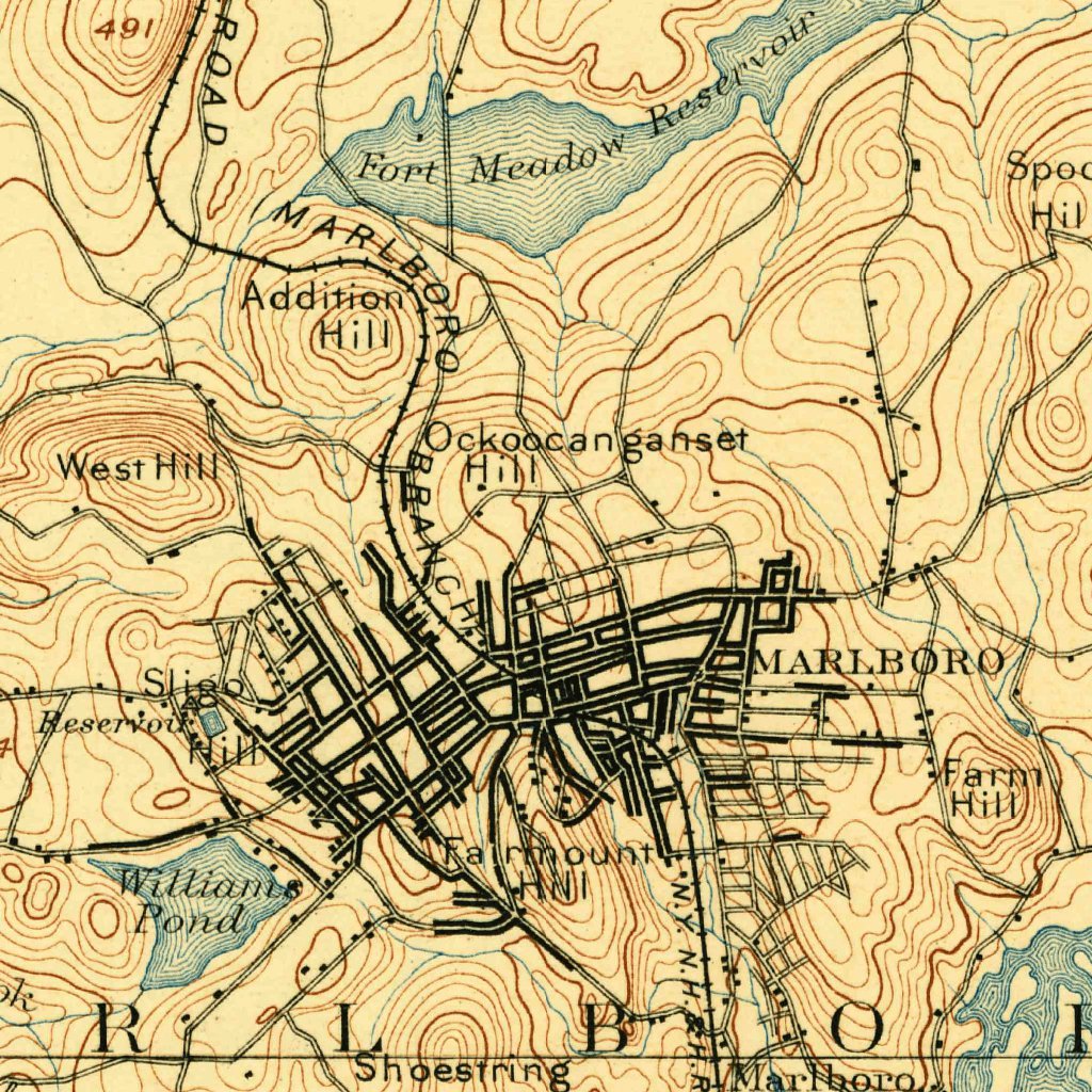 Marlborough, MA (1898, 62500-Scale) Map by United States Geological ...