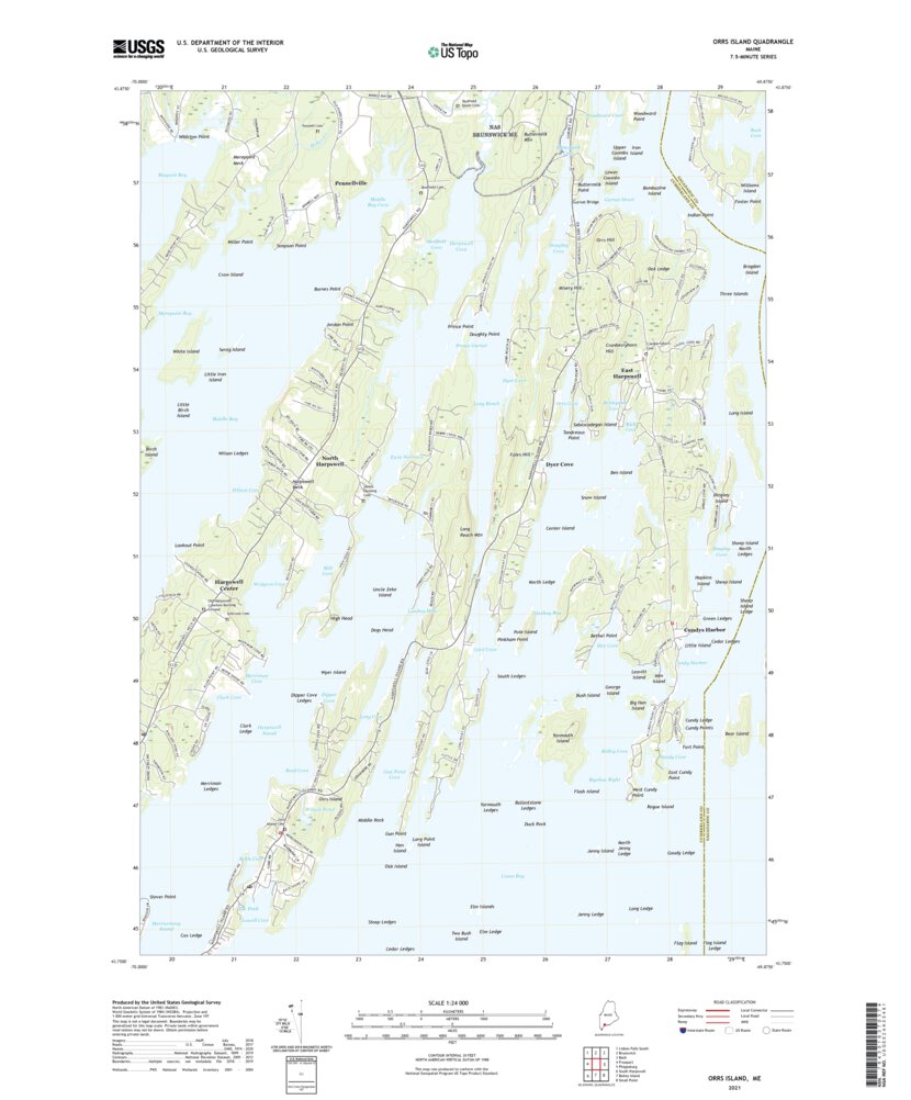 Orrs Island, ME (2021, 24000-Scale) Map by United States Geological ...
