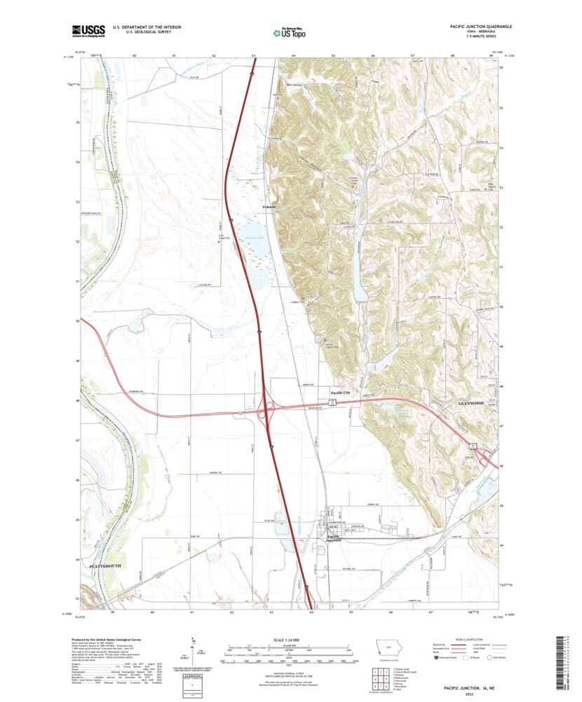 Pacific Junction, IA (2022, 24000-Scale) Map by United States ...