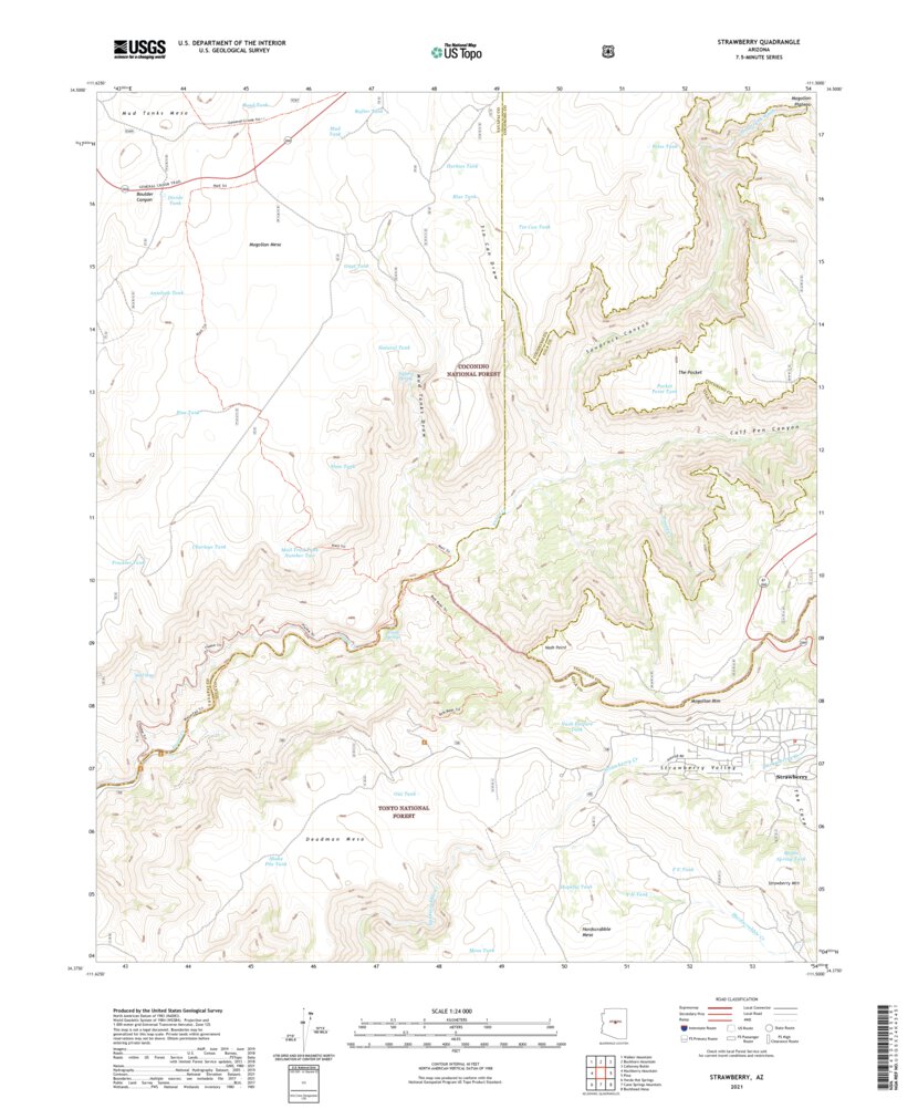 Strawberry, AZ (2021, 24000-Scale) Map by United States Geological ...