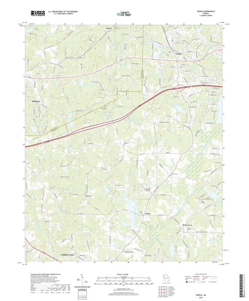 Temple, GA (2020, 24000-Scale) Map by United States Geological Survey ...