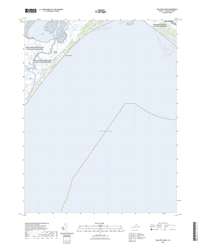 Wallops Island, VA (2022, 24000-Scale) Map by United States Geological ...