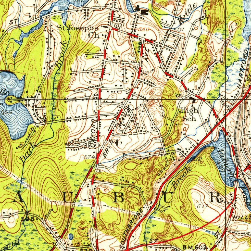 Worcester South, MA (1948, 31680-Scale) Map by United States Geological ...