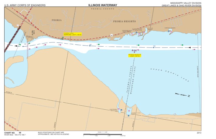 Chart 56 - Illinois River Miles 165.8 - 168.7 Map by US Army Corps of ...