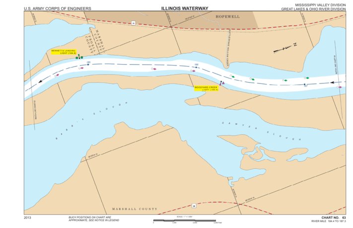 Chart 63 - Illinois River Miles 184.4 - 187.3 Map by US Army Corps of ...