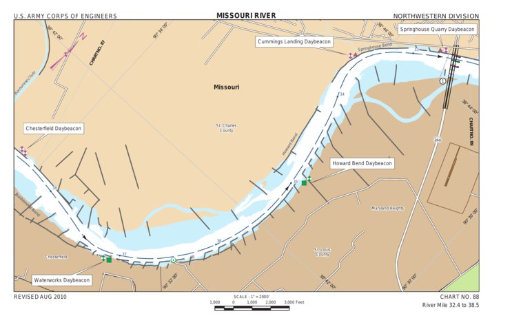 Lower Missouri, River Mile 32.4 to 38.5 Map by US Army Corps of ...