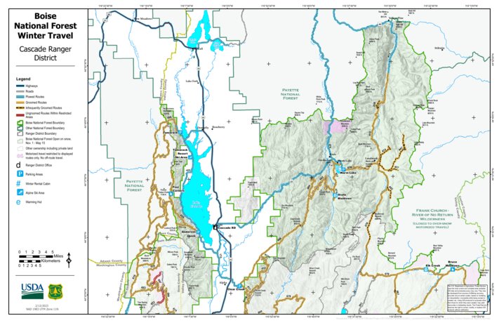 Boise National Forest Winter Travel Map Cascade Ranger District 2023 by ...