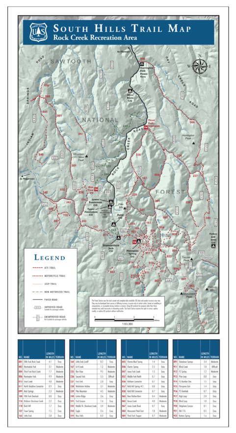 Sawtooth NF South Hills Trail Map by US Forest Service R4 | Avenza Maps