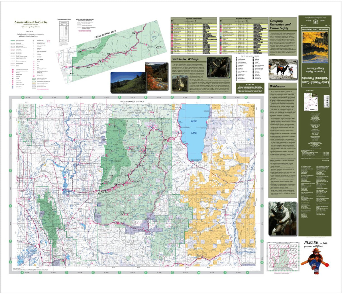 Uinta Wasatch Cache National Forest Logan Ranger District 2009 Map by ...