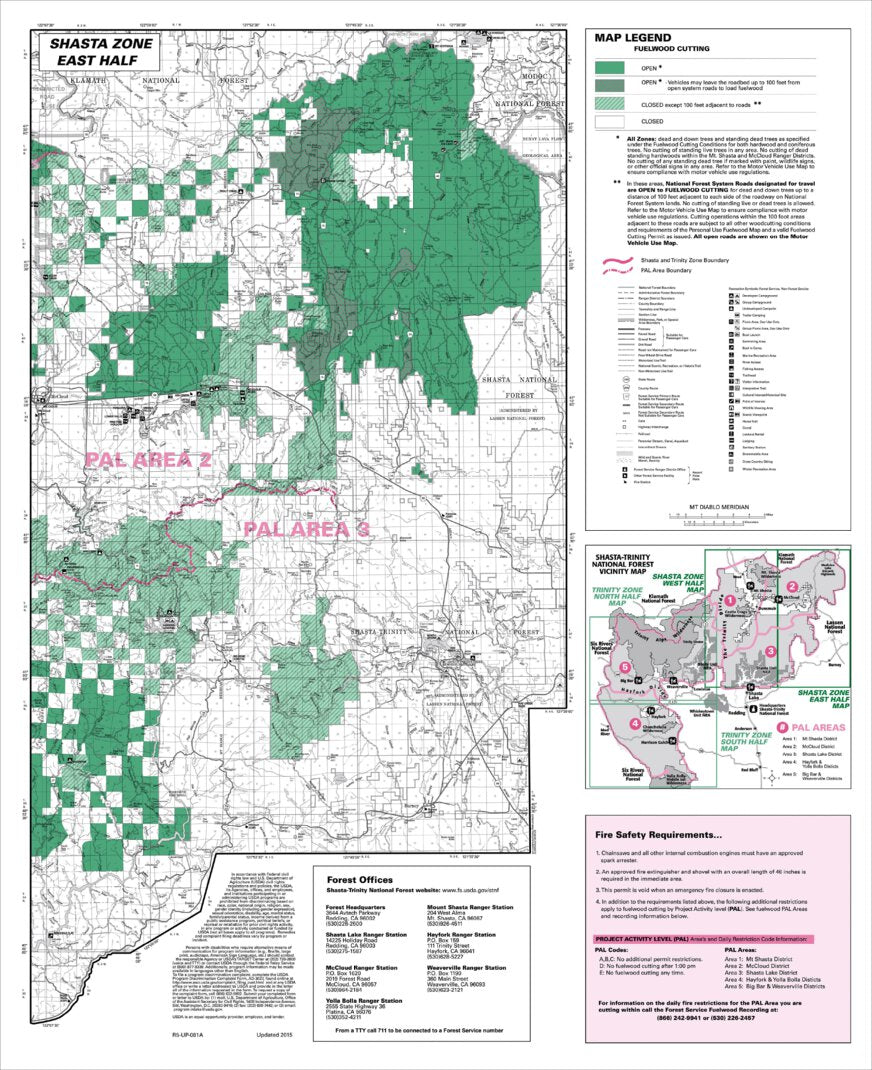 2015 Shasta Unit Fuelwood Map (east) by US Forest Service R5 | Avenza Maps