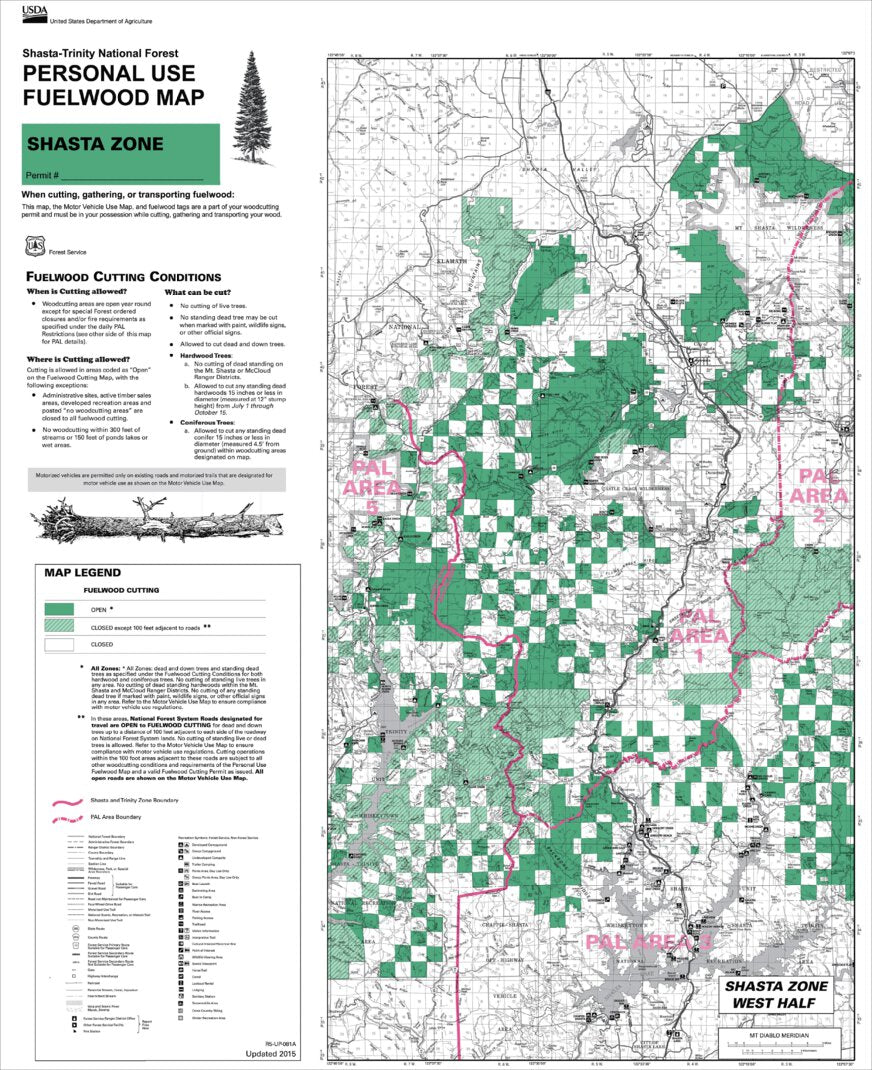 2015 Shasta Unit Fuelwood Map (west) by US Forest Service R5 | Avenza Maps