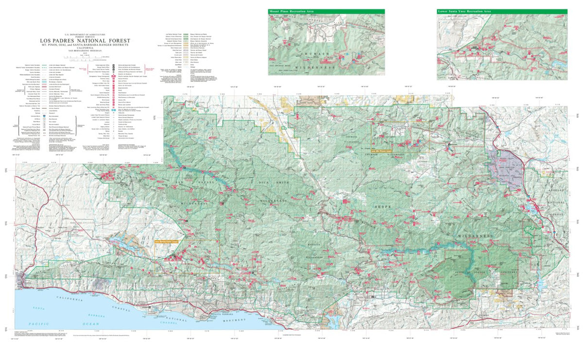 Los Padres National Forest Visitor Map (South) by US Forest Service R5 ...