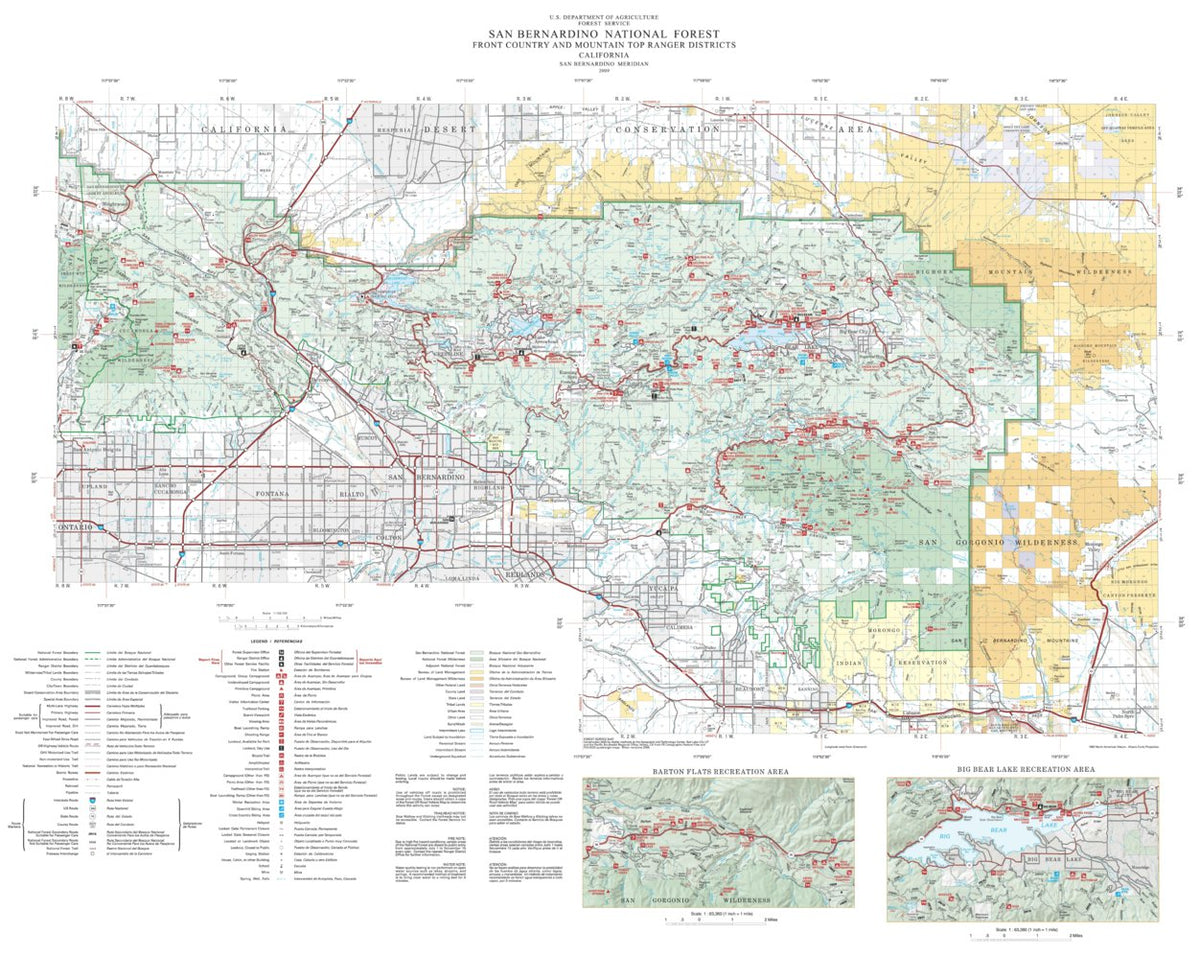 San Bernardino National Forest Visitor Map - North (2009) by US Forest ...