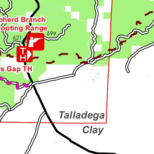 Talladega National Forest Recreation Map by US Forest Service R8 ...