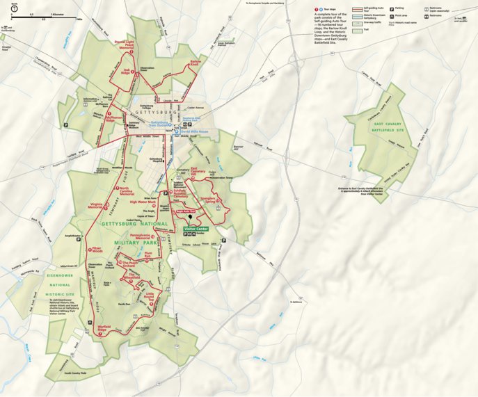 Gettysburg National Military Park Map by US National Park Service ...