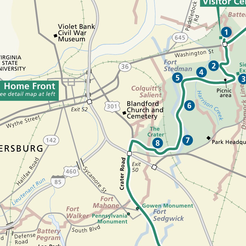 Petersburg National Battlefield Map by US National Park Service ...