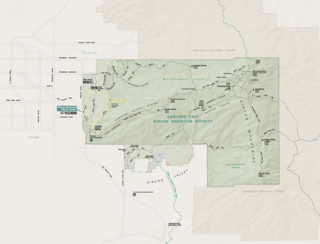 Saguaro National Park (East Unit) Map by US National Park Service ...